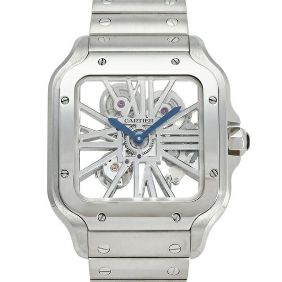 Cartier | Accessories | Cartier Santos De Skeleton Whsa007 Silver Dial ...